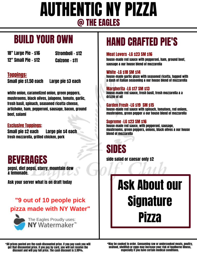 Dining and Menu - Eagles Golf